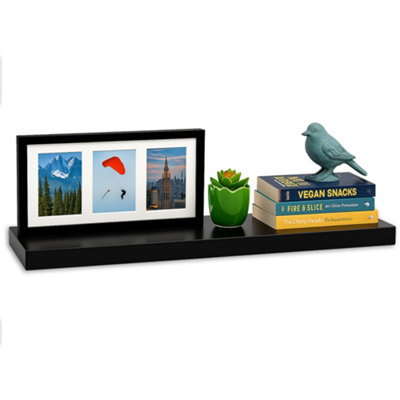 Innoteck 80CM High Gloss Black Floating Wall Shelf 80CM