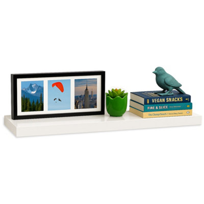 Innoteck 80CM High Gloss White Floating Wall Shelf 80CM