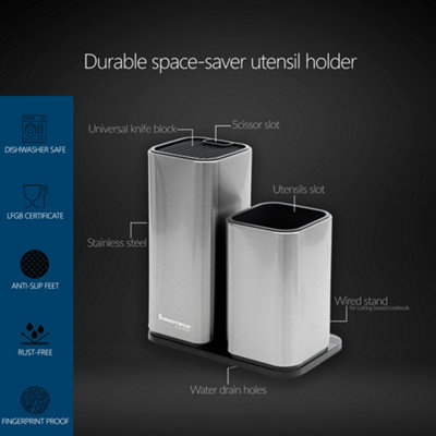 Innoteck Essentials 3 in 1 Stainless Steel Utensil Holder