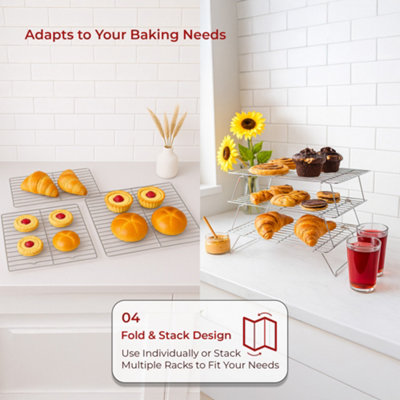 Innoteck Essentials 3-Tier Stackable, Foldable Cake Cooling Rack