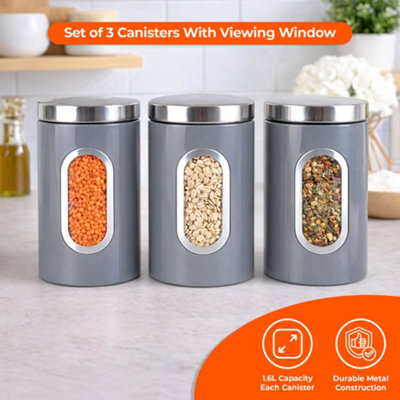 Innoteck Essentials 3pc Stainless Steel Kitchen Canister Set with ...