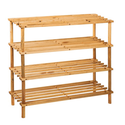 Innoteck Essentials 4-Tier Wooden Shoe Rack - Natural