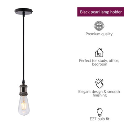 Innoteck Essentials Ceiling E27 Lamp Holder Light Fitting - Black