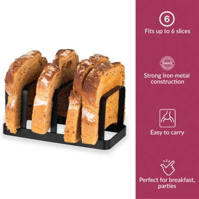 Innoteck Essentials Flat Iron Toast Rack(6 Bread Slice Slot) - Black