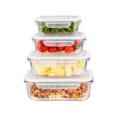 Innoteck Essentials Kitchen 4pc Glass Storage Container Set with Snap ...