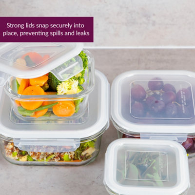 Innoteck Essentials Kitcken 4pc Glass Storage Set with Snap Lock Lid ...