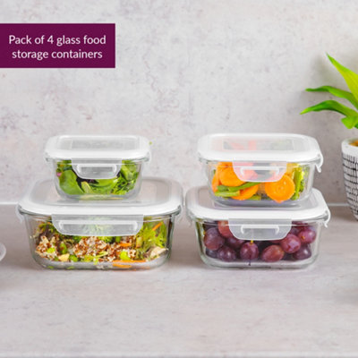 Innoteck Essentials Kitcken 4pc Glass Storage Set with Snap Lock Lid ...
