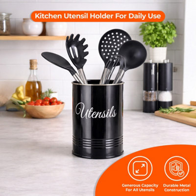 Innoteck Essentials Metal Utensil Crock Holder - Black.