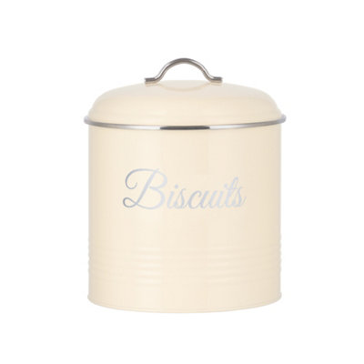 Innoteck Essentials Round Biscuit Tin With Air-Tight Lid - Cream.