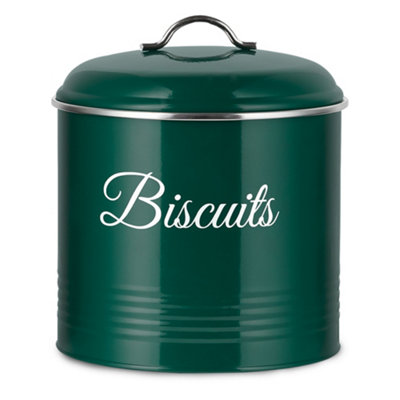 Innoteck Essentials Round Biscuit Tin With Air-tight Lid- Green.