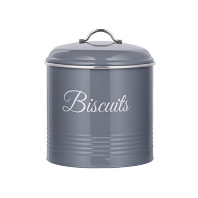 Innoteck Essentials Round Biscuit Tin With Air Tight Lid - Grey.