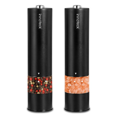 Innoteck Essentials Stainless Steel Electric Salt & Pepper Mill Set - Black