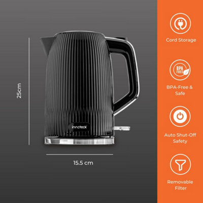 Innoteck Kitchen Pro 1.7L Cordless Ridged Electric Kettle - 3KW Fast ...