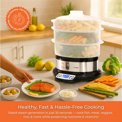 Innoteck Kitchen Pro 3 Tier 9L Digital Food Steamer with 6 Presets