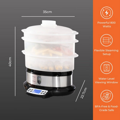 Innoteck Kitchen Pro 3 Tier 9L Digital Food Steamer with 6 Presets