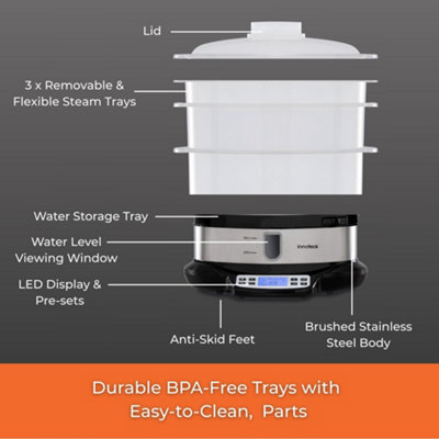 Innoteck Kitchen Pro 3 Tier 9L Digital Food Steamer with 6 Presets