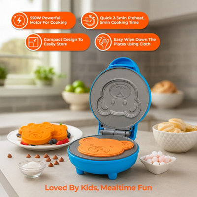 Innoteck Kitchen Pro Bear-Shaped Waffle Maker - Blue