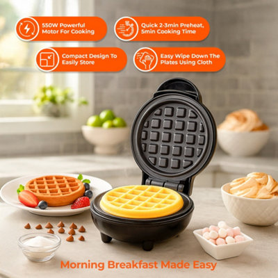 Innoteck Kitchen Pro Classic Mini Waffle Maker - Black