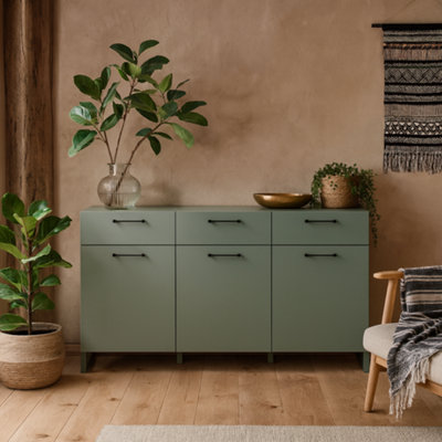 Innsbruck Sage Green 3 Door 3 Drawer Wooden Chest with Soft-Close ...