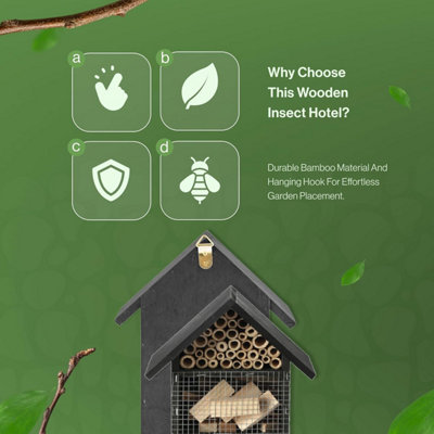 Insect Hotels for Gardens - Large Wooden Bee Hotel Natural Habitat for ...