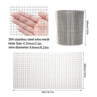 Insect Mesh Stainless Steel Fly Screen Roll Pest Isolation 20cm x 300cm