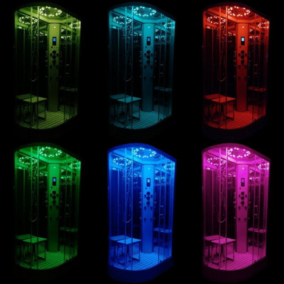 Insignia Black Steam Shower Cabin Enclosure Cubicle 1100x700 Offset RH ...