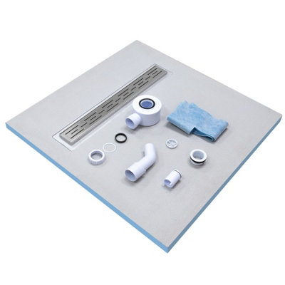 INSL8 Linear Wet Room Tile On Shower Trays- Stainless Steel Staggered ...