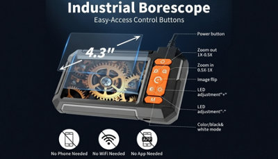 Inspection Endoscope Camera 4 3 Inch Screen HD 1080P Waterproof Borescope