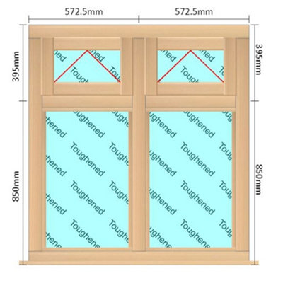 INSTALLED 1145mm (W) x 1245mm (H) Wooden Stormproof Window - 2 Top ...
