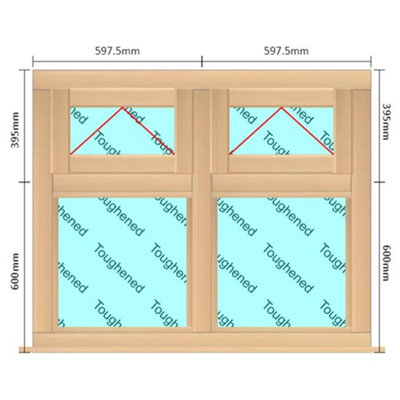 INSTALLED 1195mm (W) x 995mm (H) Wooden Stormproof Window - 2 Top ...
