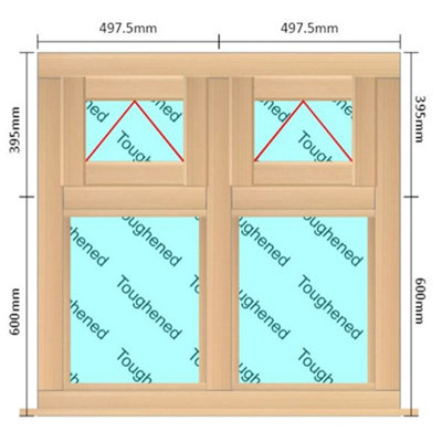 INSTALLED 995mm (W) x 995mm (H) Wooden Stormproof Window - 2 Top ...