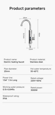 Instant Tankless Water Heater Faucet , 220V Stainless Steel Hot Water Tap