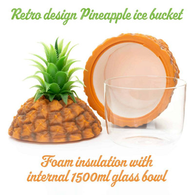 Insulated 70s/80s Style Retro Pineapple Ice Bucket Cool Retro Design 1500ml