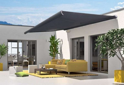 INT500 - Full Cassette Retractable Garden Patio Canopy Manual Grey ...