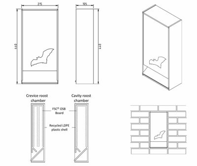 Integrated Eco Cavity Bat Box - Recycled LDPE Plastic/Wood - L10.5 x ...
