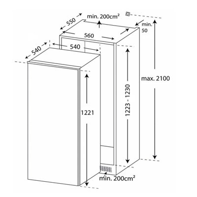 Integrated Fridge Freezer, In-column, 122cm Tall x 54cm Wide 180L- SIA ...