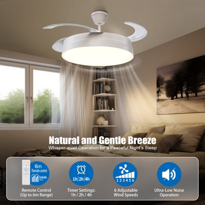 Integrated LED Minimalist Ceiling Fan Light - Remote Control Included