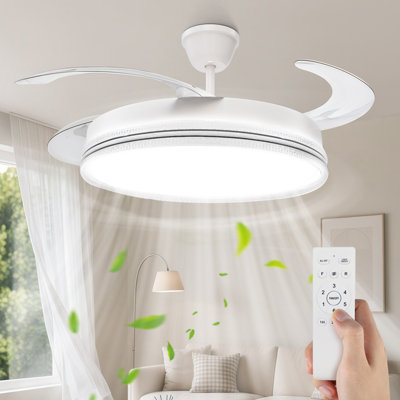 Integrated LED Silver Glitter Ceiling Fan Light - Remote Control Included