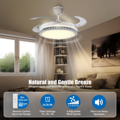 Integrated LED Wavy Ceiling Fan Light - Remote Control Included