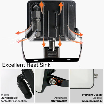 Integrated PIR LED floodlight with PIR Sensor 10W, 1200 Lumens, IP65, Day Light 6500K