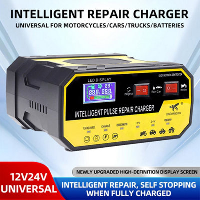 Intelligent Pulse Repair Car Battery Charger 12V 24V - Trickle & Fast ...