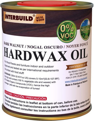 INTERBUILD REAL WOOD worktop Oil 0% VOC 250ml Dark Walnut Hardwax Oil ...