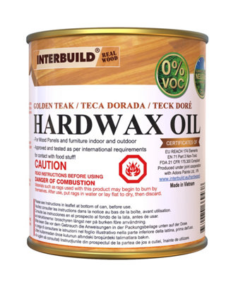INTERBUILD REAL WOOD worktop Oil 0% VOC 250ml Golden Teak Hardwax Oil ...