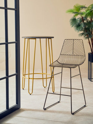 Interioirs by Premier Wire Design Bronze Metal Wire Bar Chair, Metal ...
