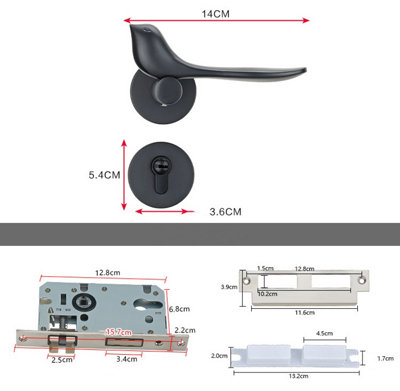 Interior door lock bedroom door lock simple and silent door lock Black ...