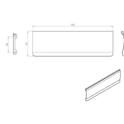 Interior Letterbox Plate Tidy Cover Flap 300 x 95mm Polished Brass