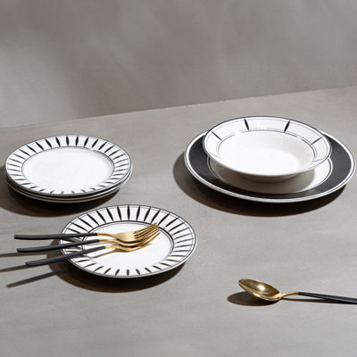 Interiors By Premier 12-Piece Solar Dinner Set,Glazed Porcelain ...