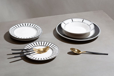 Interiors By Premier 12-Piece Solar Dinner Set,Glazed Porcelain ...