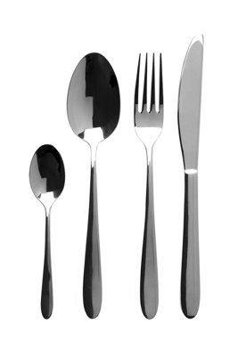 Interiors by Premier 16Pc Cutlery Set, Elegant SIlver Finish Cutlery ...
