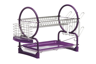 Interiors by Premier 2 Tier Dish Drainer With Purple Enamel Frame ...